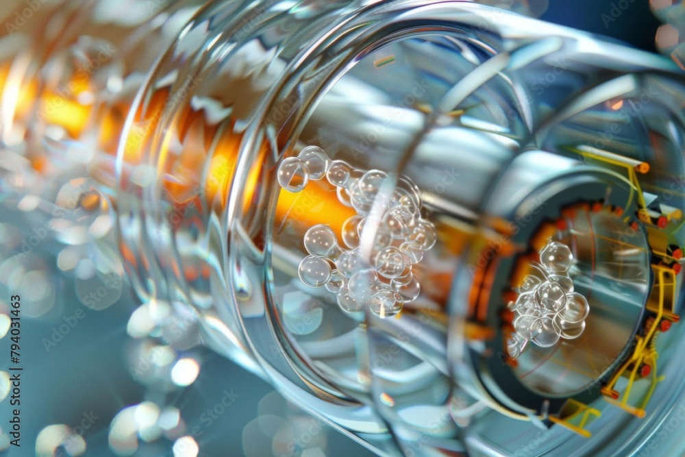 cutaway view of catalytic converter with chemical reaction and ...