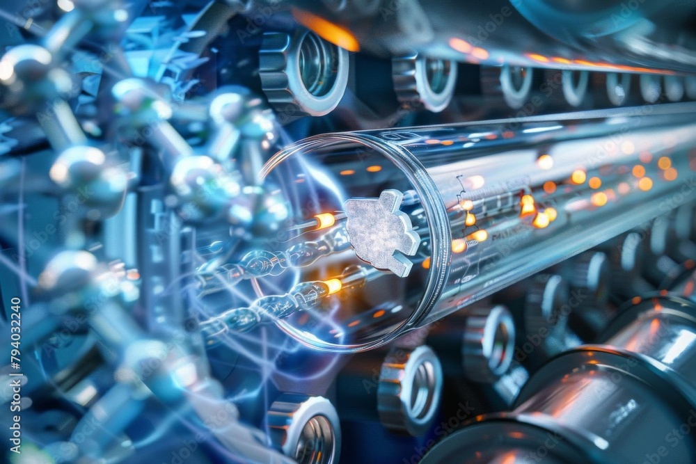 cutaway view of catalytic converter with chemical reaction and ...