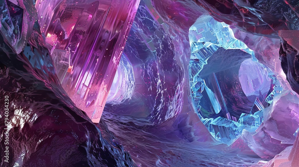 futuristic liquid crystal caverns abstract 3d forms frozen in ...