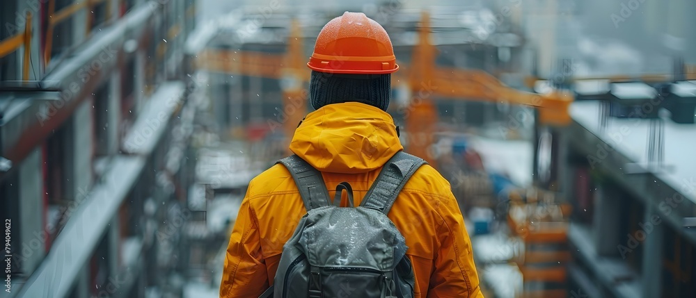 Civil engineer inspecting construction site for safety and structural ...