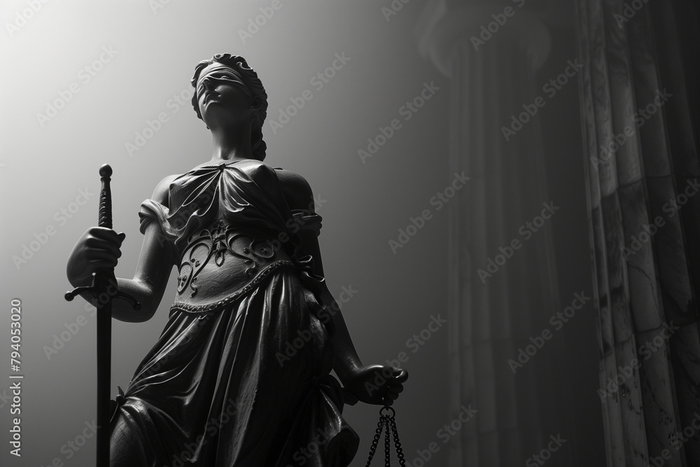 detailed photograph focusing on the iconic Themis statue, depicting the ...