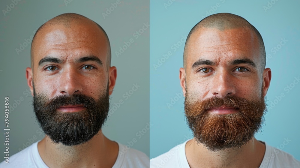 The transformation of a happy guy with a beard and without hair loss ...
