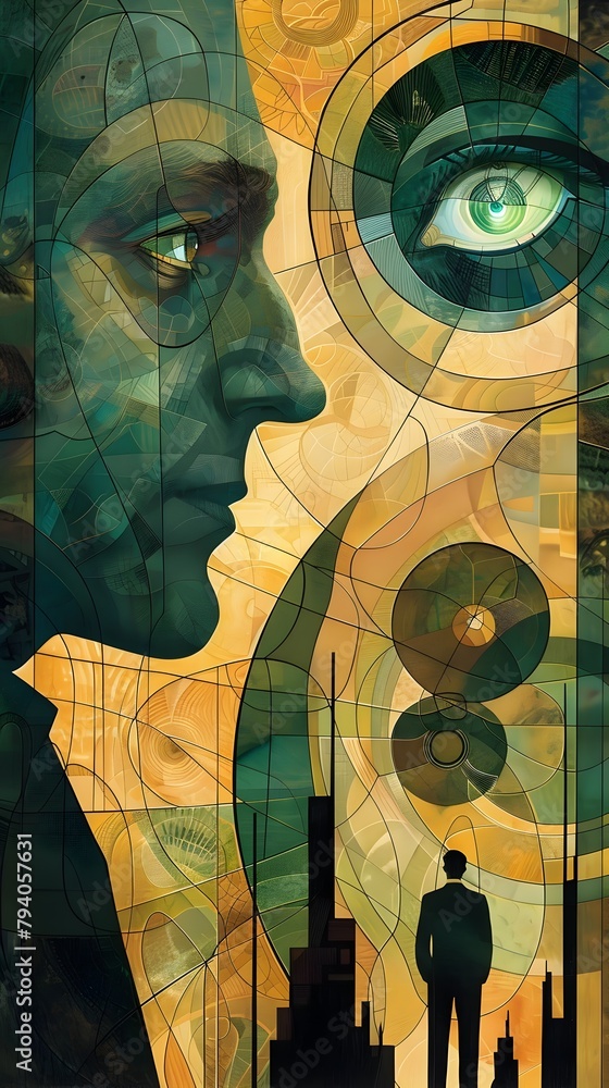 Bold and visionary portrait of a psychic manipulating energy through ...