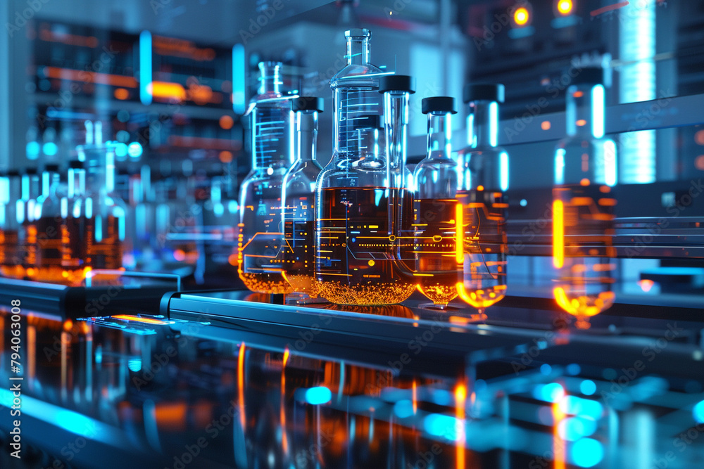 Detailed image of a biotech lab using artificial intelligence to ...