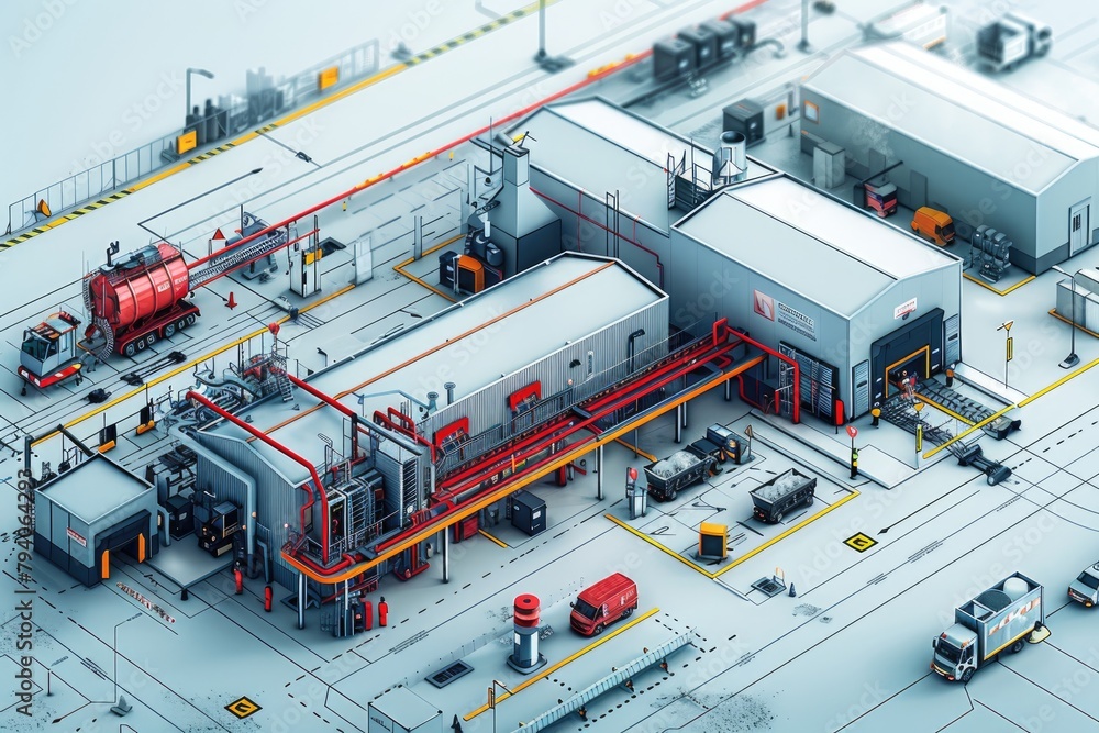Illustration of emergency evacuation procedures for a construction site ...