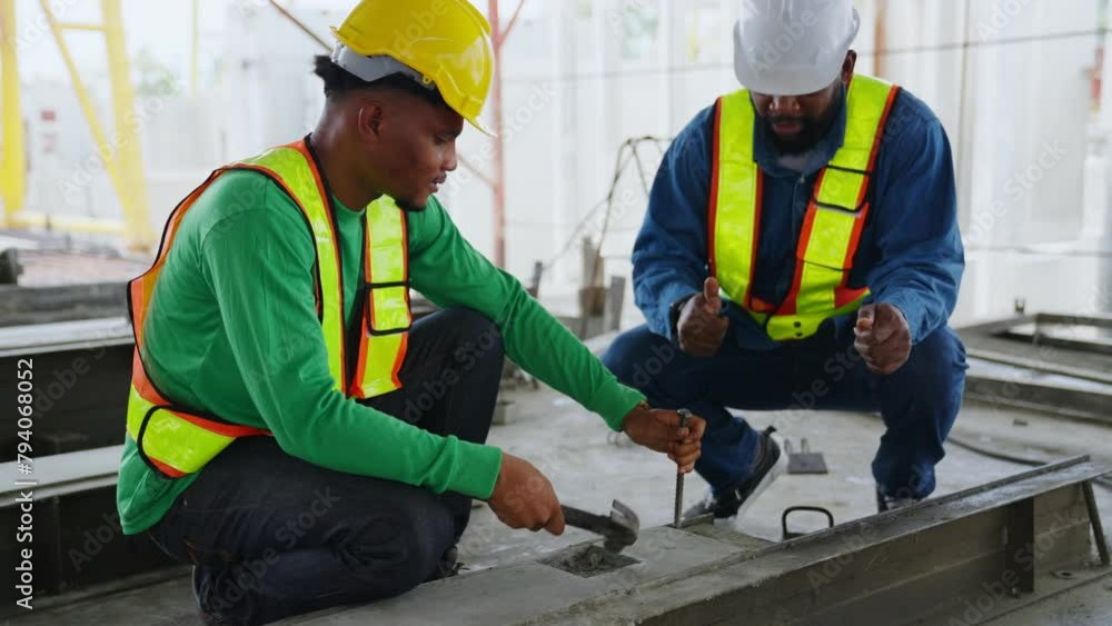 Construction worker working at Prefabricated concrete factory Heavy ...