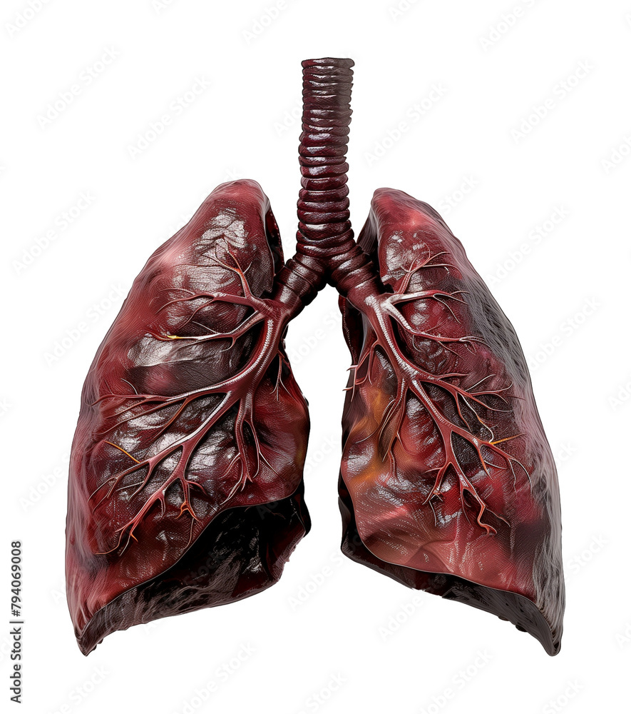 Polluted Damaged Dirty Human Lungs Isolated on Transparent Background ...