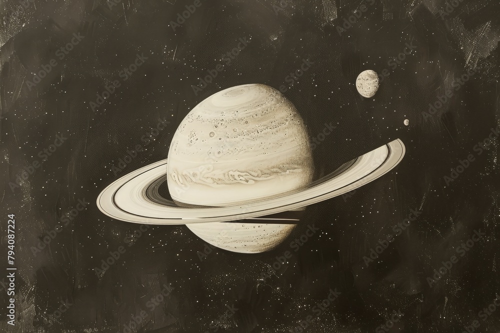 Saturn - planet of the Solar system. Beautiful simple AI generated ...