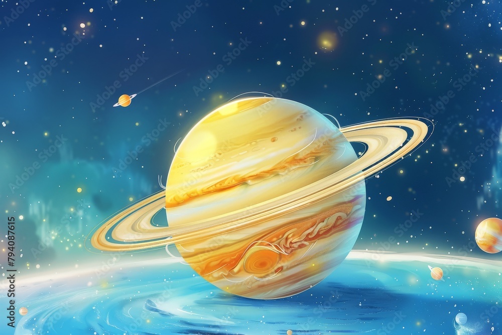 the planet Saturn in space in a horizontal format, Science-themed image ...