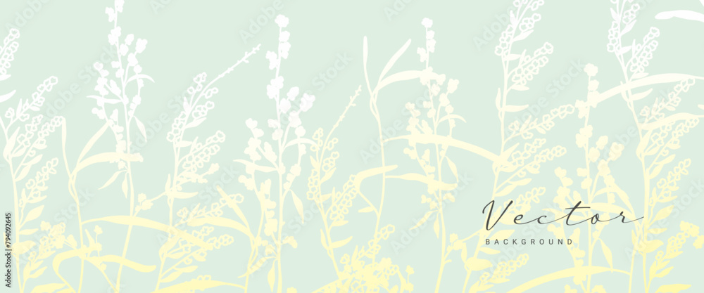 Spring green abstract art nature background. Elegant pastel floral ...