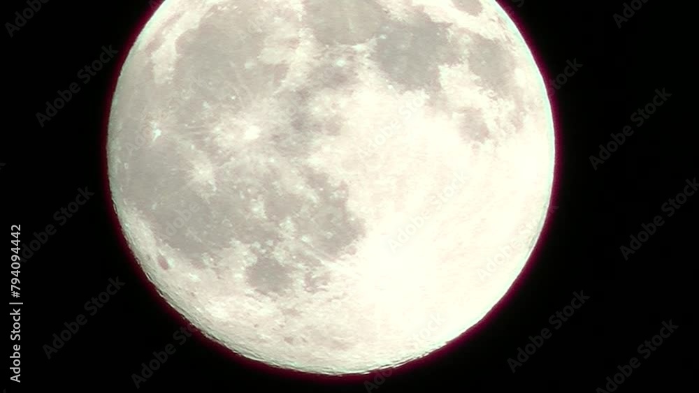 Surface of moon in close-up and dark night sky - real time during full ...