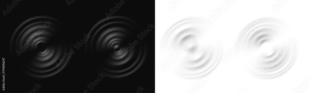 Drop or sound wave splash effects. Realistic water ripple. Round wave ...