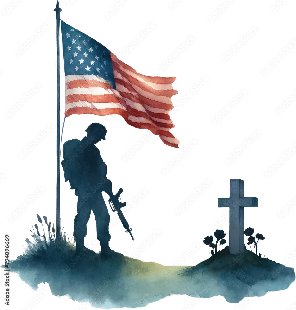 Watercolor Memorial Day Art: Patriotic Clipart for American Holidays ...