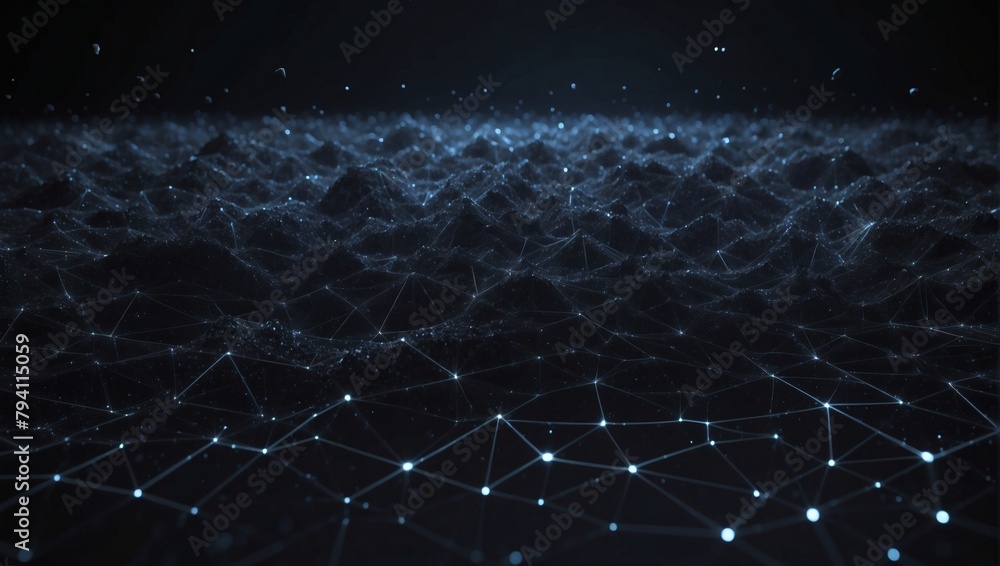 Abstract Midnight Black Digital Background with Glistening Black Light ...