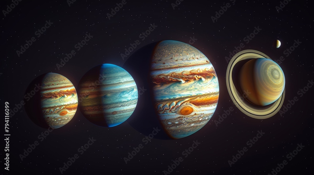 Planet: A photo montage of the gas giants in our solar system, Jupiter ...