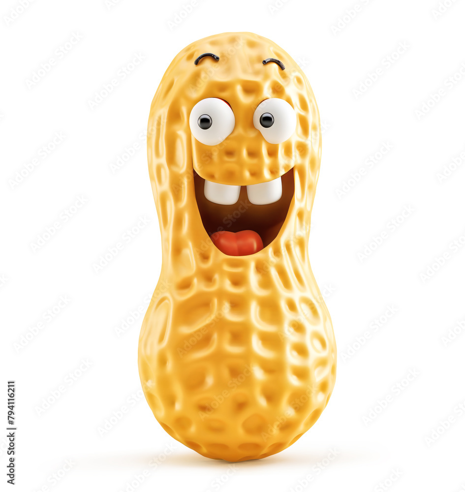 Smiling anthropomorphic peanut character isolated on white Stock ...