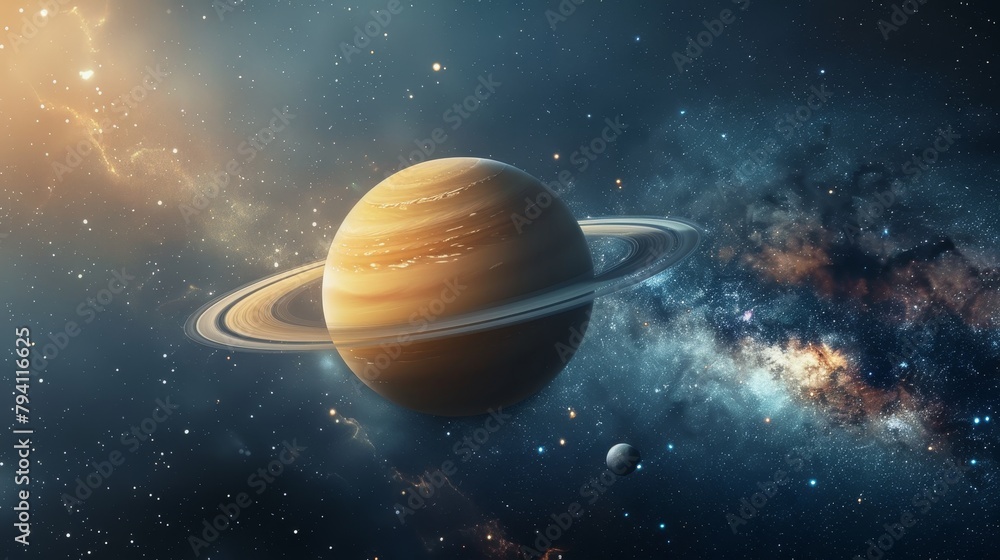 Planet: An image of Saturn, featuring its stunning rings made of ice ...