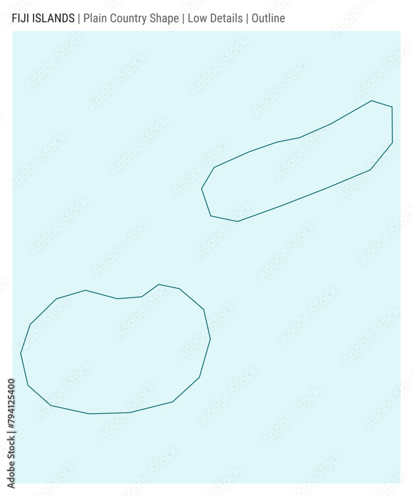 Fiji plain country map. Low Details. Outline style. Shape of Fiji ...