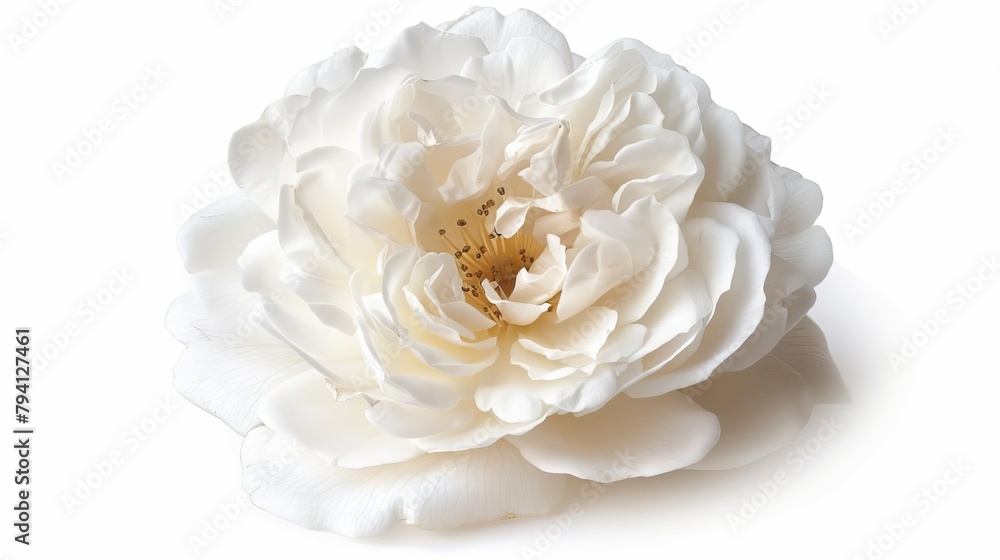 delicate white rose of york in full bloom isolated on white symbol of ...