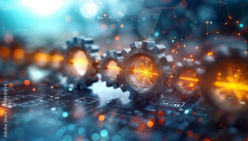 Seamless Integration, interconnected gears representing different CRM ...