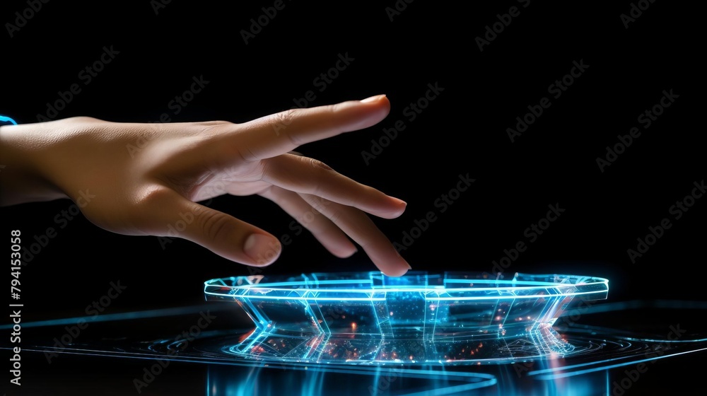 Hand model controlling a dynamic hologram, with a precise focus that ...