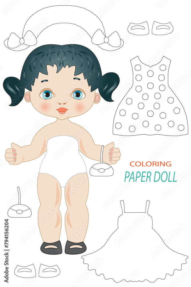 Paper doll with clothes to print and cut out, easy to paint for ...