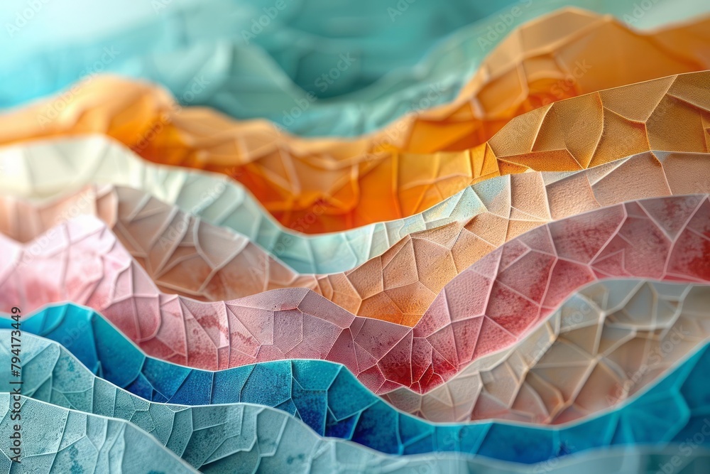 Faceted skin cross-section, depicting layers and dermal health in ...
