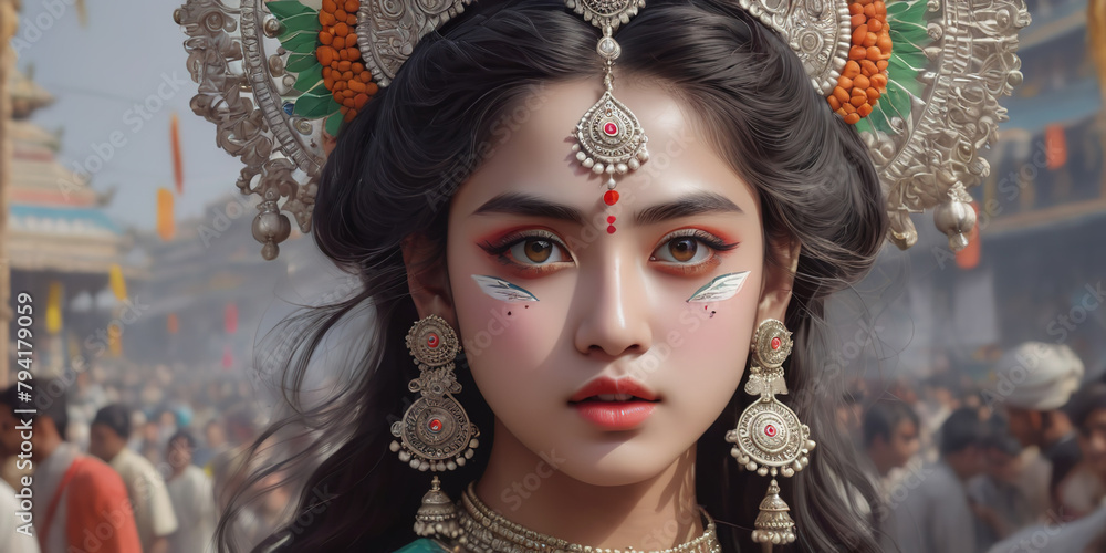 portrait of a girl in a traditional Indian outfit. An image of the ...