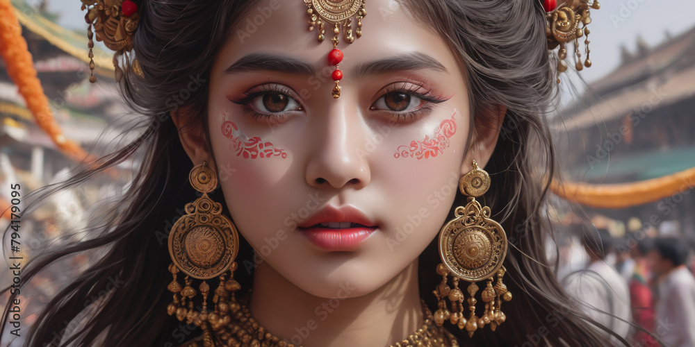 portrait of a girl in a traditional Indian outfit. An image of the ...