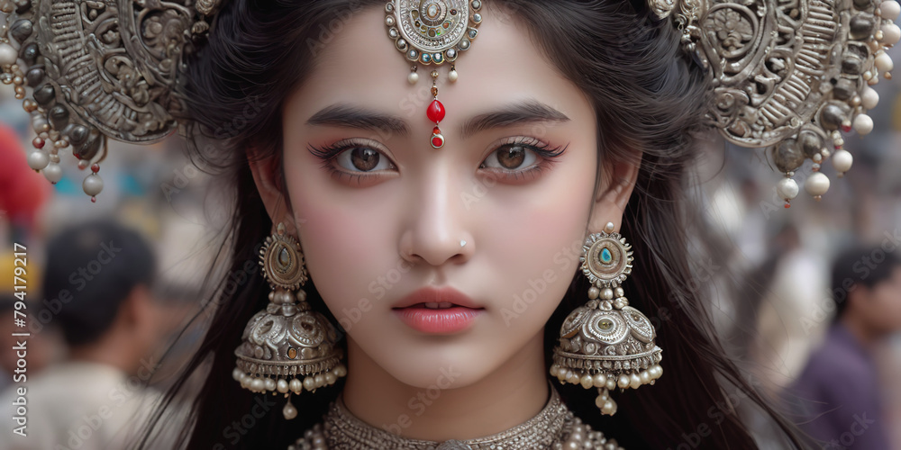 portrait of a girl in a traditional Indian outfit. An image of the ...