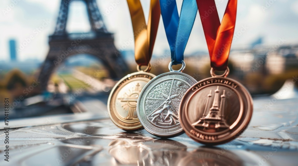 Paris olympics games France 2024 ceremony medal running sports Eiffel ...