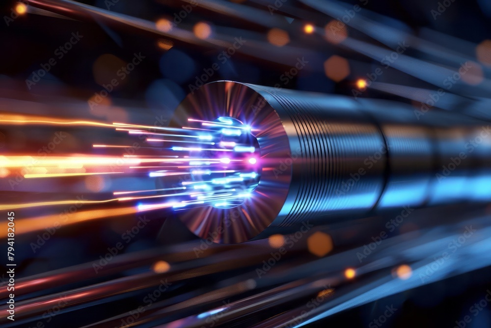 Cross-section of an optical fiber cable, showing light propagation ...