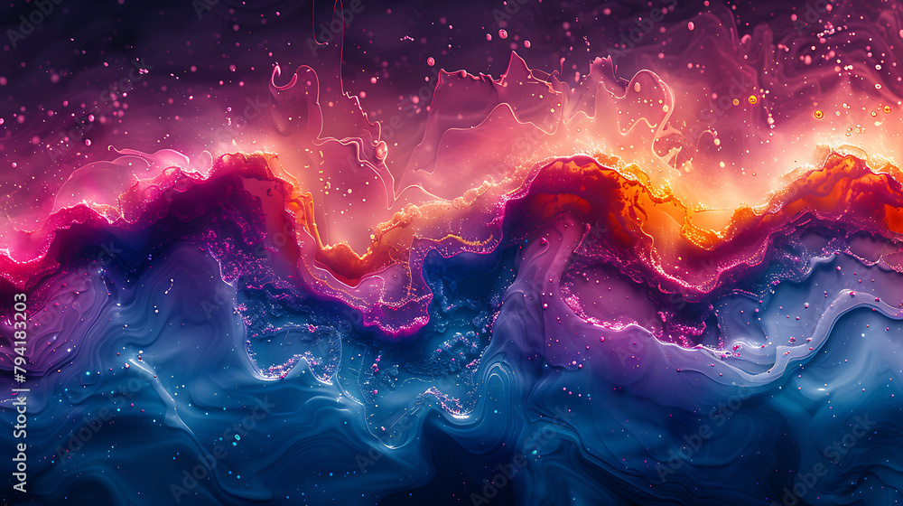 Design a digital visualization of an acrylic pour painting where the ...