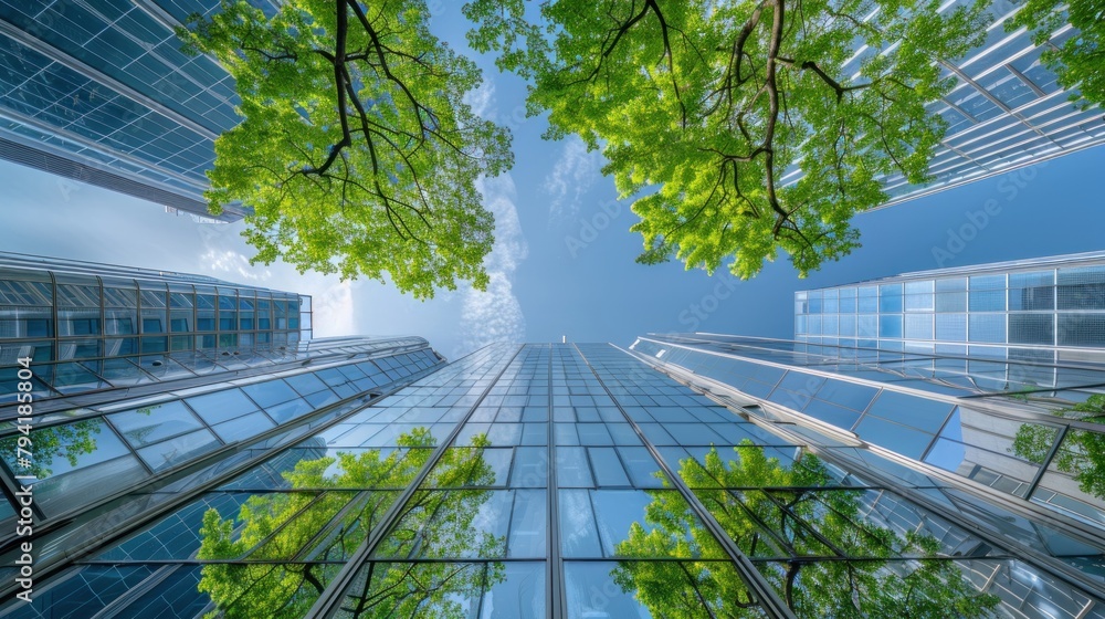 Green building concept, Eco-friendly building. Sustainable glass office ...
