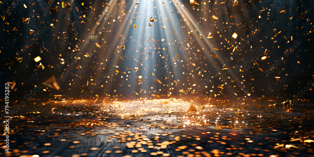 Celebrity spotlight on glamorous success star award background ...