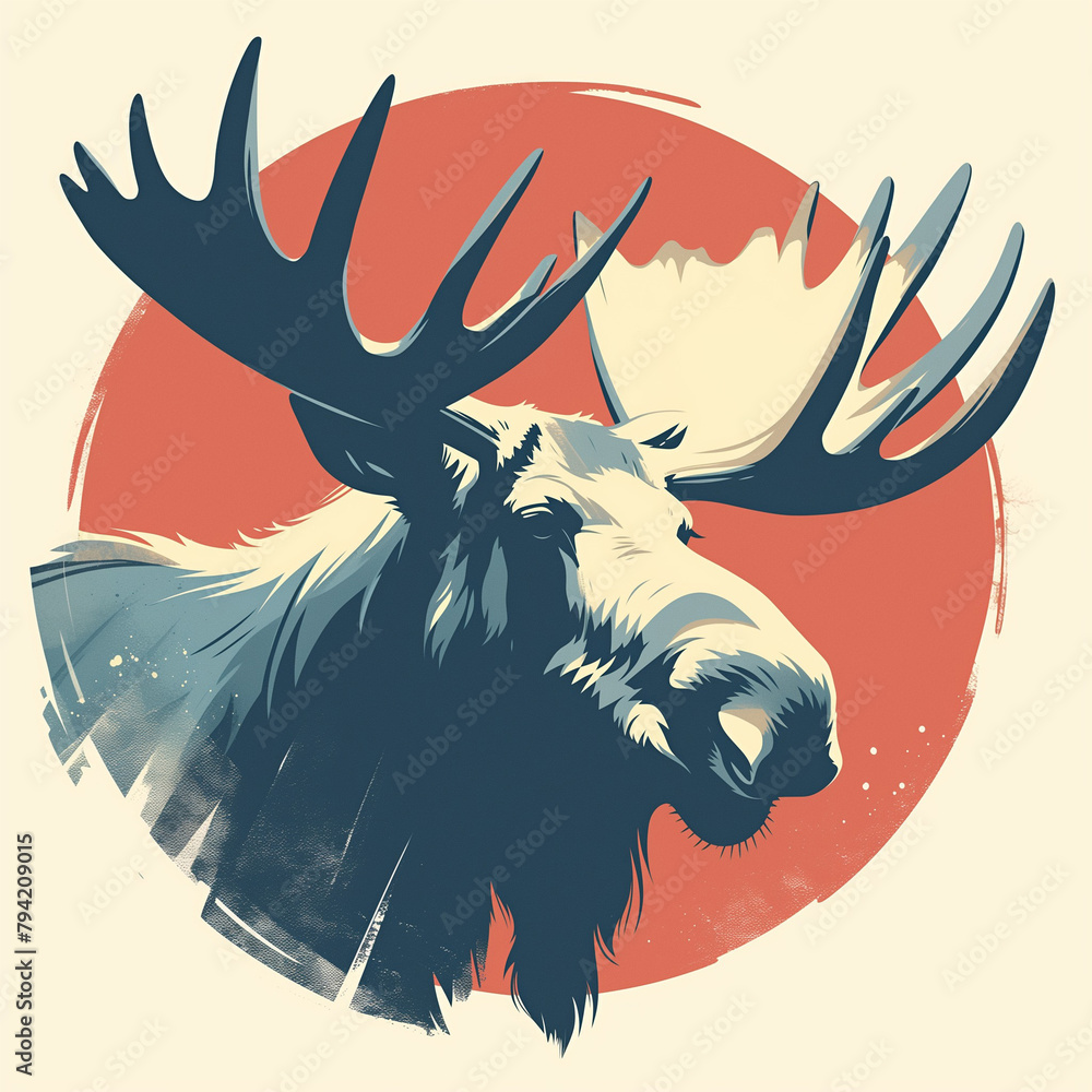 Elk moose badge for t-shirt design. Animal elk moose concept poster ...