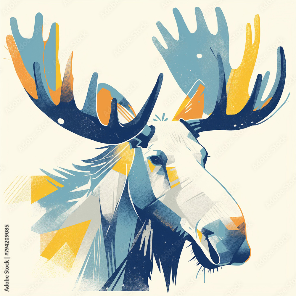 Elk moose badge for t-shirt design. Animal elk moose concept poster ...