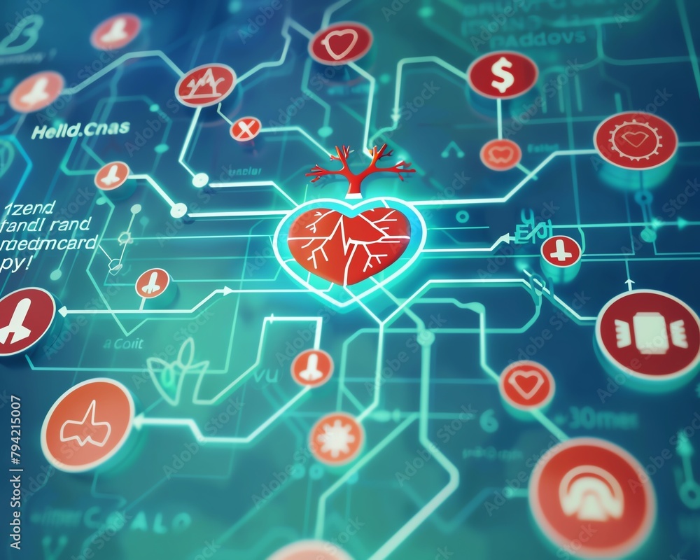 Medical alert concept Clogged artery visual with surrounding danger ...
