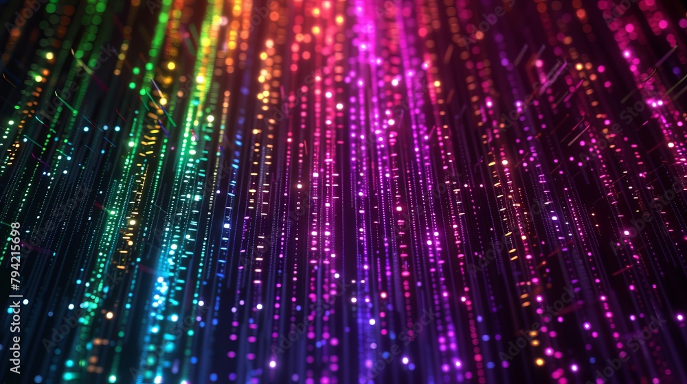 Rainbow matrix symbols movie falling from top to bottom. Stock ...