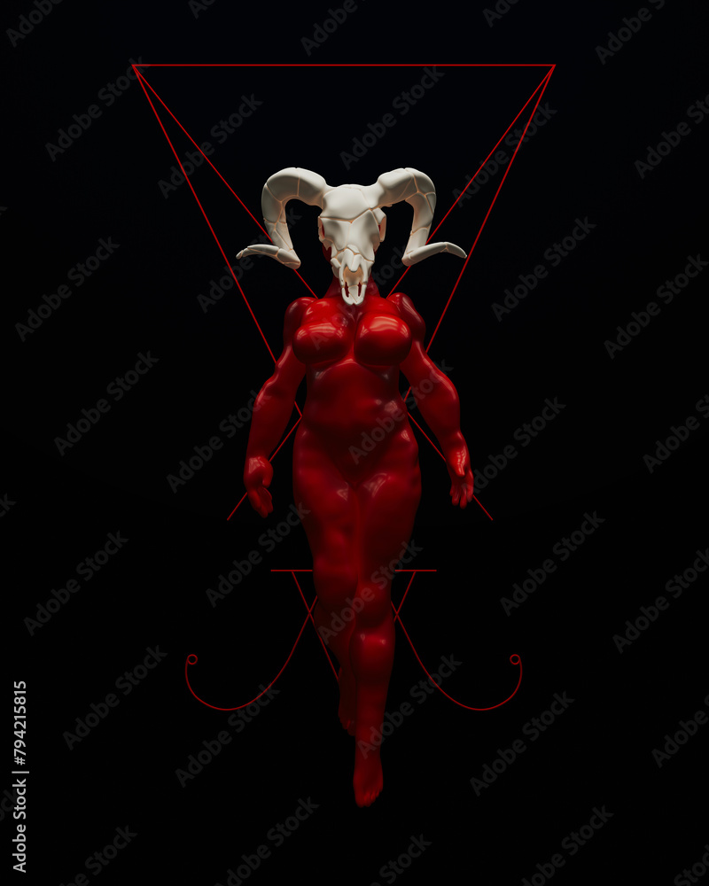 Lucifer red woman white goat skull voluptuous demon devil black magic ...