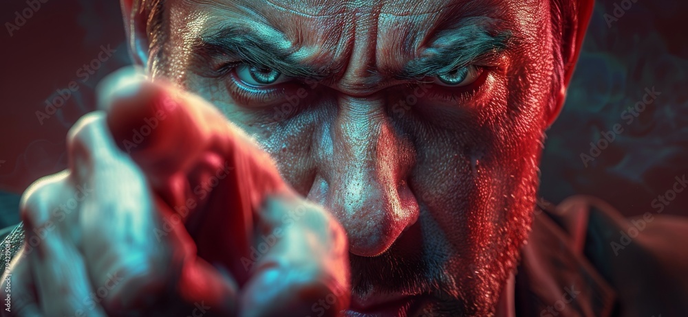 It's you! Portrait of an angry annoyed person pointing a finger at the ...