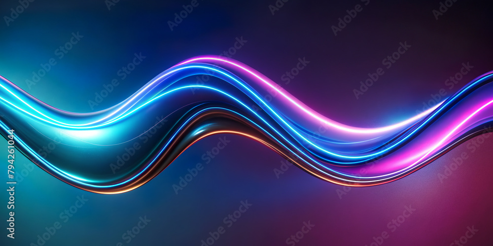 Vibrant neon colors create a wavy line that smoothly undulates across a ...