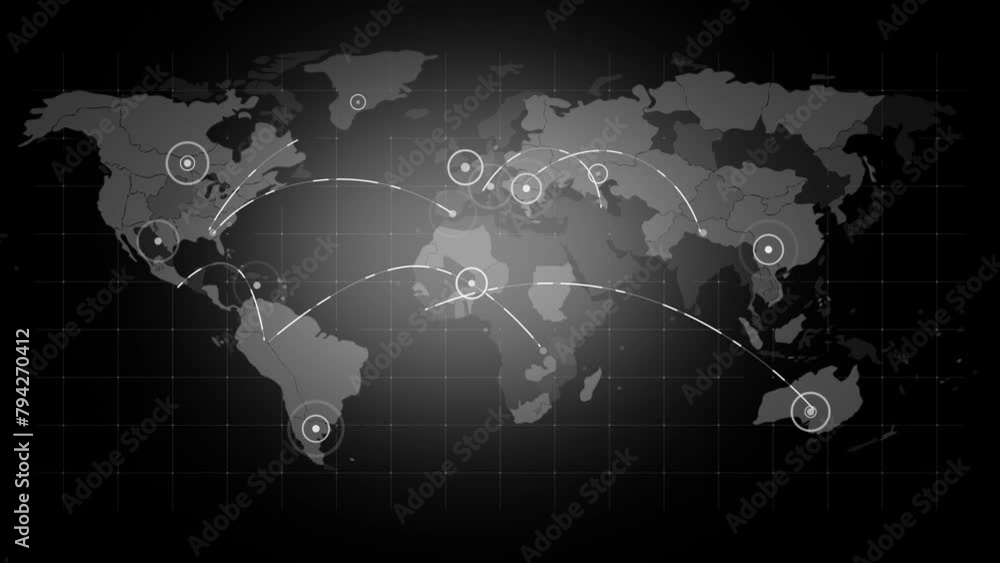 Global Black World Map Loop. This animated World map with visual ...