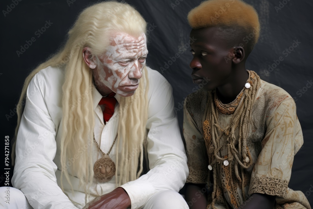An albino elder sharing stories of wisdom and tradition with the ...