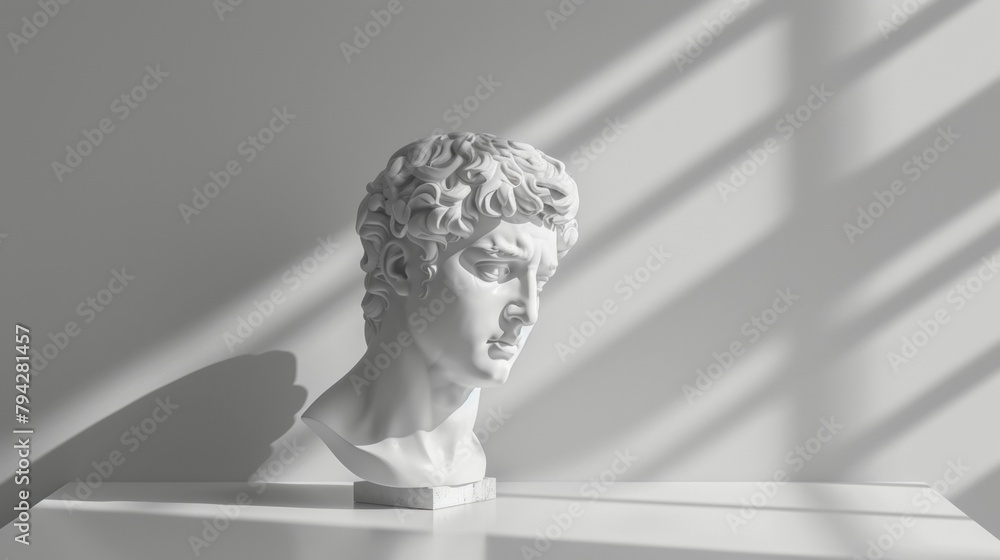 Blank mockup of a black and white marble sculpture plaque featuring a ...