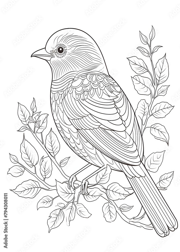 Bird Coloring Page, Bird Line Art coloring page, Bird Outline ...