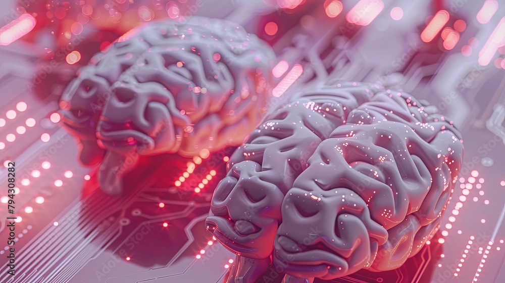 Multiple brains with diode lighting. The concept of artificial ...