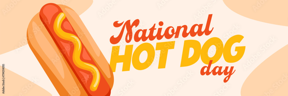 PrintHot dog day banner. National hot dog day.Hot dog day banner ...