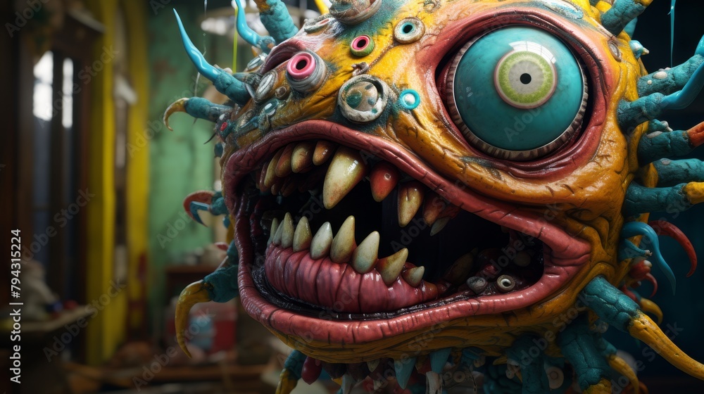 Capture a comically horrifying moment featuring a rear view of a quirky ...