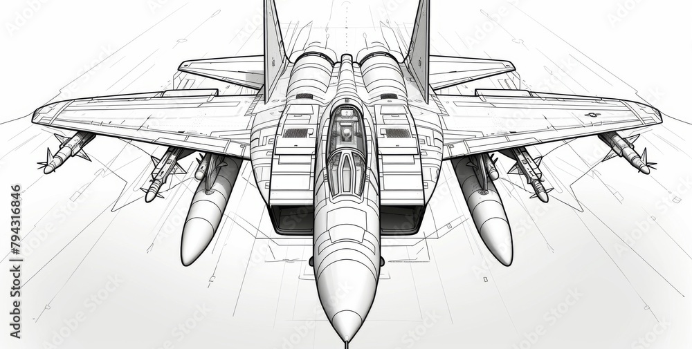 coloring page for kids, F29 E confines the main power jet and combat ...
